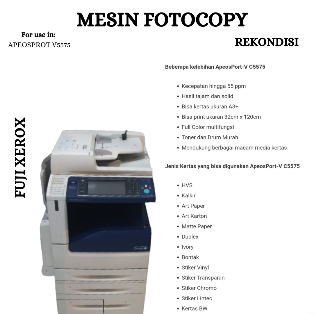 MESIN FOTOCOPY FUJI XEROX APEOSPORT V-5575 V 5575 V5575 | Wirama Refill | Tinta Toner Sparepart ...