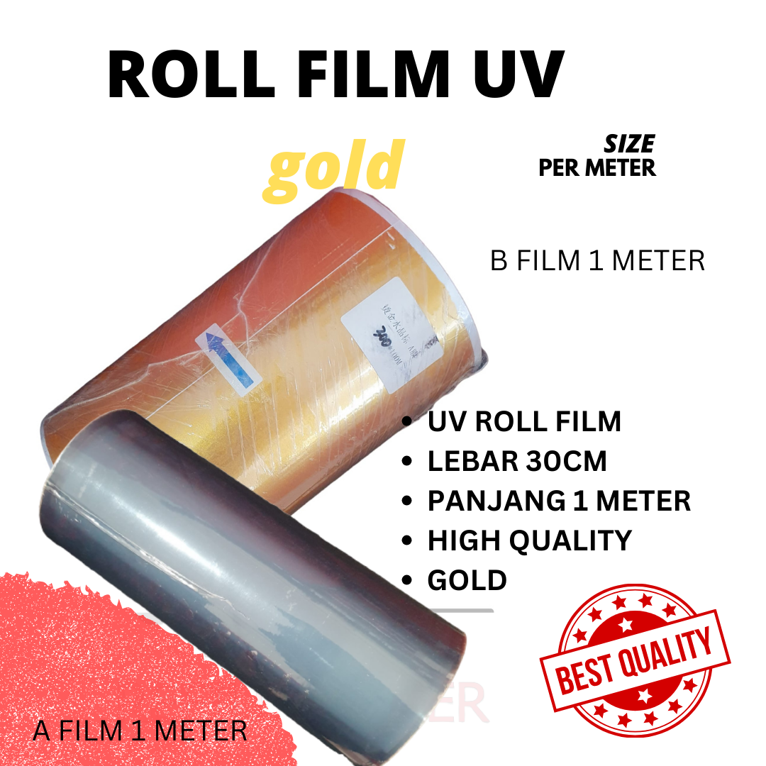 Roll Pet film UV DTF GOLD Per Meter | Wirama Refill | Tinta Toner Sparepart Printer Fotocopy UV DTF